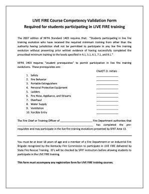 Fillable Online LIVE FIRE Course Competency Validation Form Fax Email ...