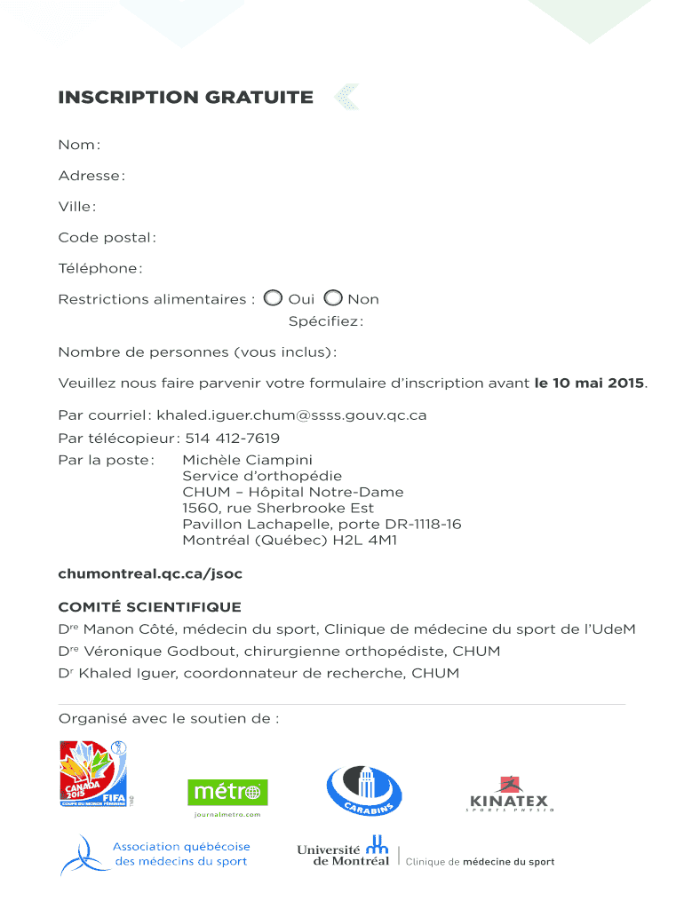 Fillable Online chumontreal qc Programmation - Centre hospitalier de l'Universit de Montr al Fax ...