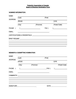 Fillable Online PAC BOD Nominations Form Fax Email Print - pdfFiller