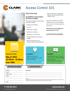 Fillable Online Class_LV-AccessControl101_0415 - CLARK Security ...