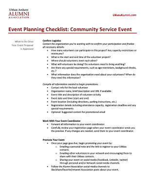 Fillable Online Event Planning Checklist: Community Service Event Fax ...