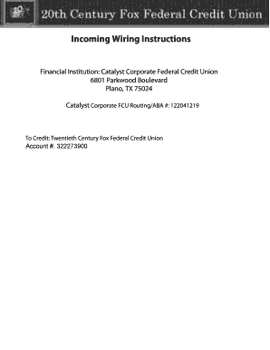 Fillable Online Incoming Wiring Instructions - 20th Century Fox Federal ...