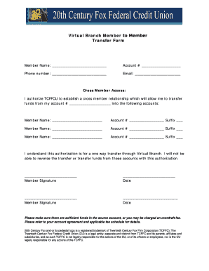 Fillable Online Virtual Branch Member to Member Transfer Form Fax Email ...