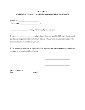 Fillable Online 275 affidavit statement to be attached to assignment of ...