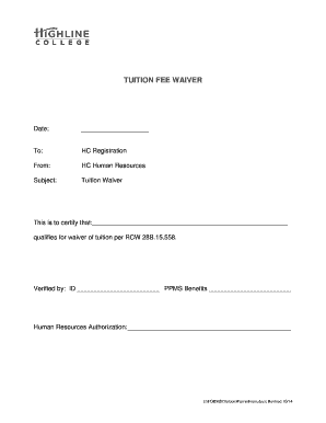 Fillable Online TUITION FEE WAIVER Fax Email Print - pdfFiller