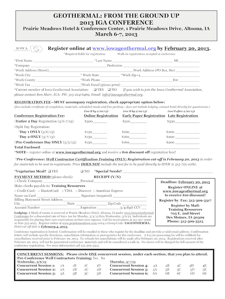 Fillable Online iowageothermal Registration Form- printable - Iowa ...