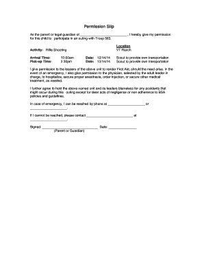 Fillable Online Rifle Permission Slip 12-14-14 Fax Email Print - pdfFiller