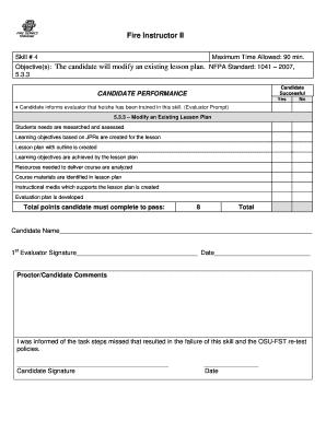 Fillable Online The candidate will modify an existing lesson plan. NFPA Standard Fax Email Print ...