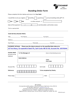 Fillable Online Standing Order Form - 28 Too Many Fax Email Print ...