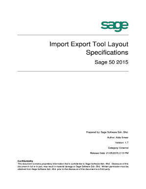 Fillable Online sage Import Export Tool Layout Specifications. Sage 50 ...