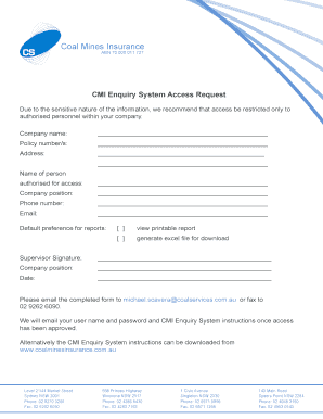 Fillable Online Coal Mines Insurance Fax Email Print - pdfFiller