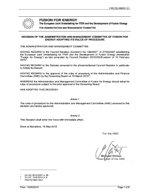 Fillable Online The European Joint Undertaking for ITER and the ...