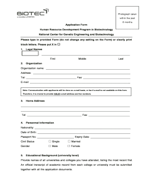 Fillable Online biotec or Photograph taken within the past 6 months ...