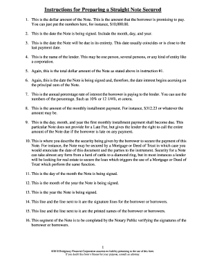 Fillable Online Instructions for Preparing a Straight Note Secured Fax ...