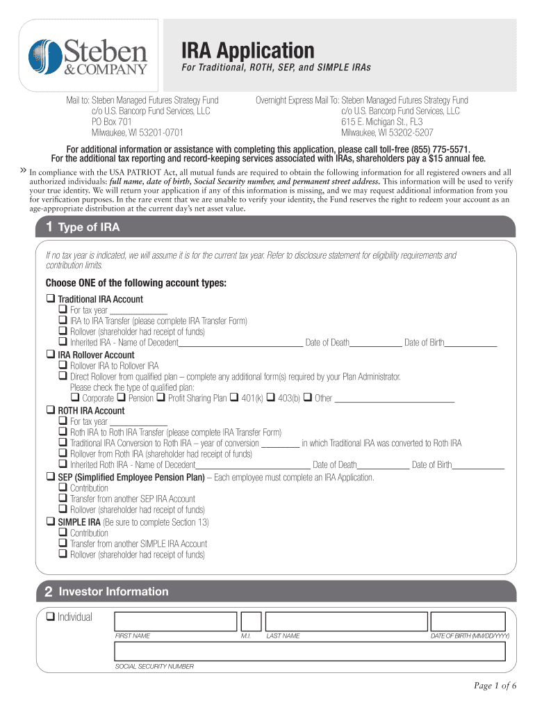 Fillable Online IRA Application - bStebenb Fax Email Print - pdfFiller