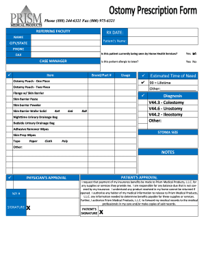 Fillable Online BPrismb Prescription Form - Ostomy Fax Email Print ...