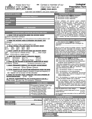 Fillable Online Prism Prescription Form Urology-Folder Insert Fax Email ...
