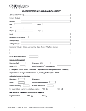 Fillable Online cmesolutions ACCREDITATION INFORMATION FORM ...
