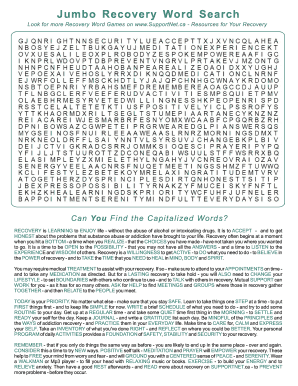 Recovery Word Search Pdf - Fill Online, Printable, Fillable, Blank ...