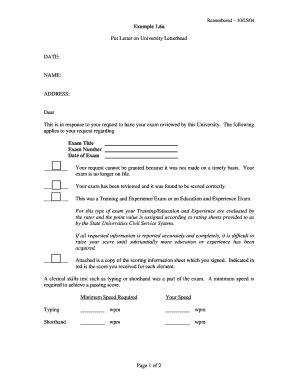 Fillable Online PDF: Example - Review of Examination Letter - State ...