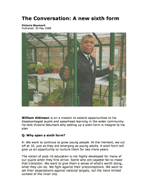 Fillable Online phoenixhighschool The Conversation - a new sixth form ...