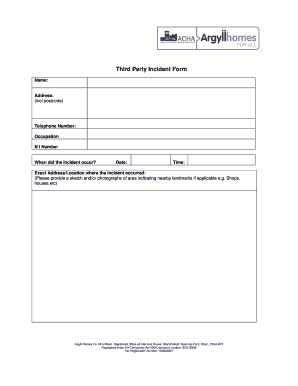 Fillable Online Third Party Incident Form - achacouk Fax Email Print ...