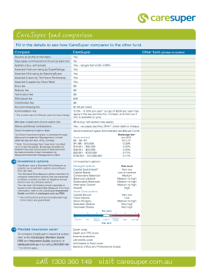 Fillable Online CareSuper fund comparison Fax Email Print - pdfFiller