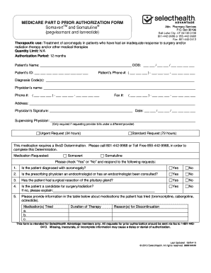 Fillable Online MEDICARE PART D PRIOR AUTHORIZATION FORM SomavertTM PO ...