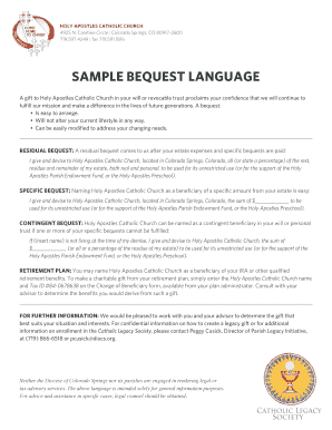 Fillable Online holyapostlescc Sample Bequest language - Holy Apostles ...