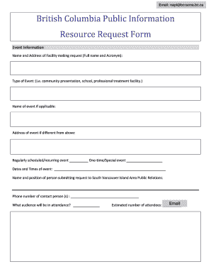 Fillable Online bcrna British Columbia Public Information Resource ...