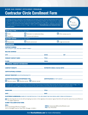 Fillable Online Contractor Circle Enrollment Form - Ferguson Chicago ...