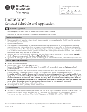 Fillable Online InstaCare Contract Schedule and Application Fax Email ...