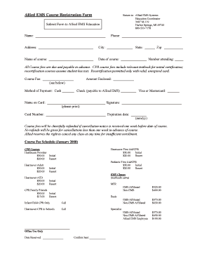 Fillable Online alliedems Allied EMS Course Registration Form Fax Email Print - pdfFiller