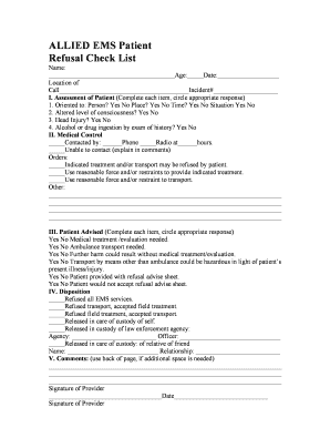Fillable Online alliedems PATIENT REFUSAL FORM - Allied EMS Svc ...