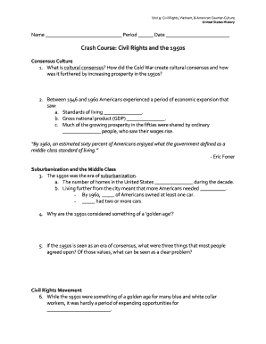 Fillable Online Crash Course: Civil Rights and the 1950s ...