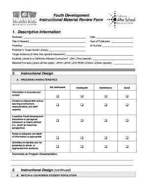 Fillable Online californiaafterschool Youth Development Instructional ...