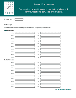 Fillable Online bipt Annex IP addresses Declaration or Notification in ...