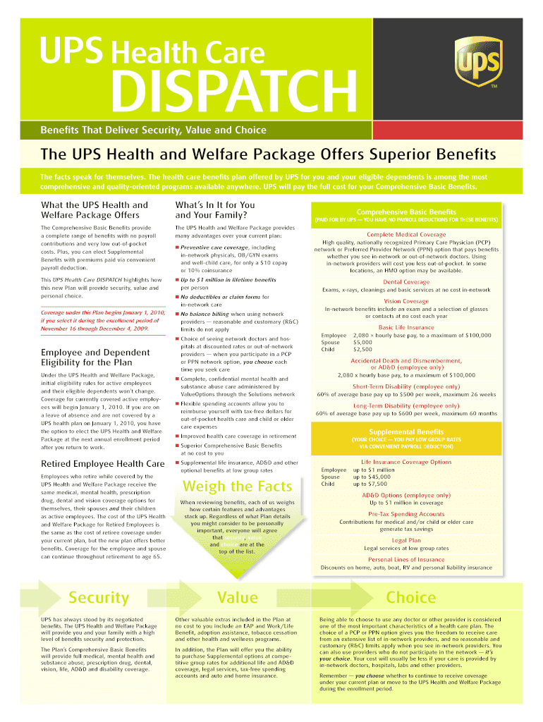 Fillable Online UPS Health and Welfare Package - HOME UPS Fax Email ...