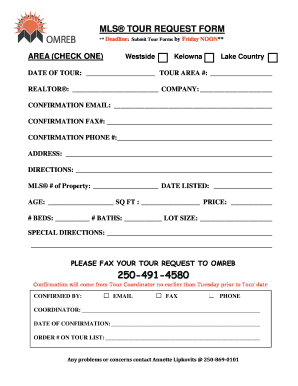 Fillable Online MLS Tour Request Form - Typeable Feb 414 Fax Email ...