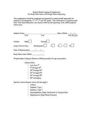 Fillable Online Body Mass Index Form Fax Email Print - pdfFiller