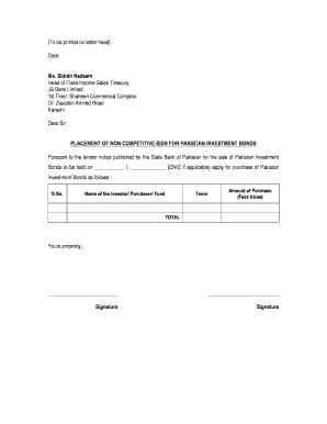 Fillable Online Non competitive bid Format - PIB.doc Fax Email Print ...