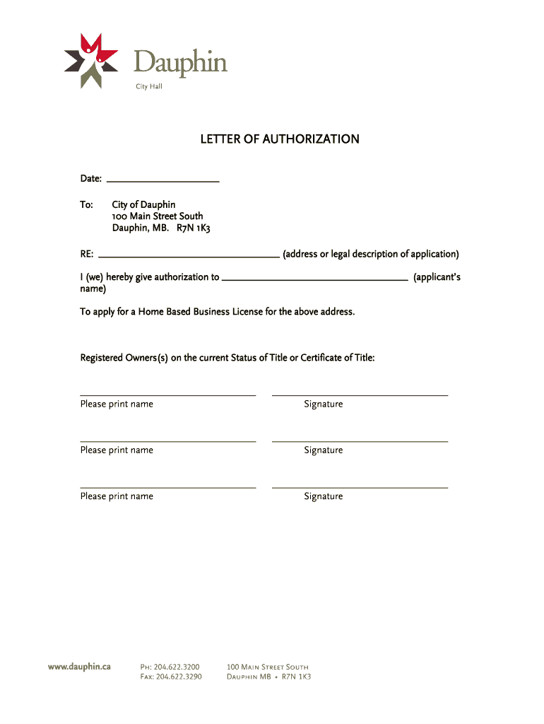 Fillable Online Landlord Authorization Letter - City of Dauphin Fax ...