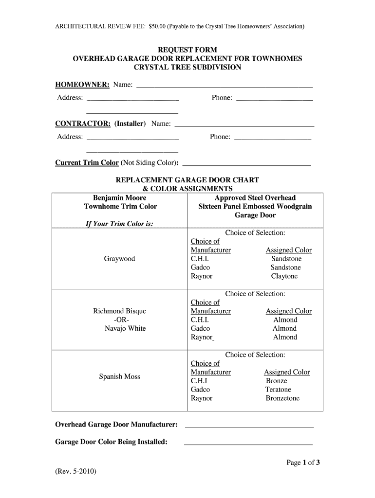 Fillable Online REQUEST FORM OVERHEAD GARAGE DOOR Fax Email Print ...