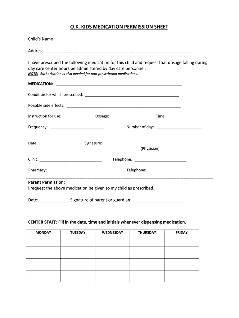 Fillable Online orono k12 mn MEDICATION PERMISSION SHEET - orono k12 mn ...