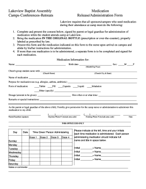 Fillable Online dccyc Lakeview medication release form - dccyc Fax ...