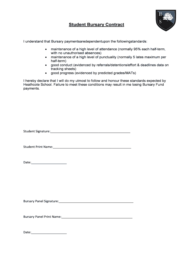 Fillable Online Student Bursary Contract.docx Fax Email Print - pdfFiller