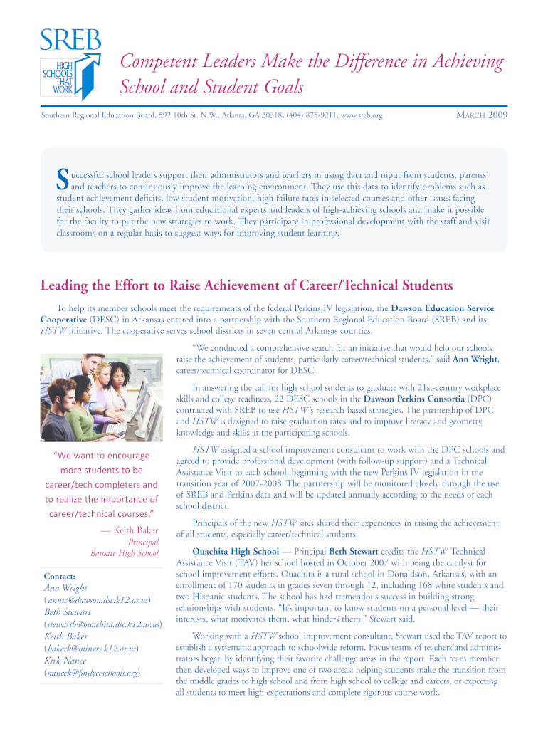 School and student goals - publications sreb: Fill out & sign online ...