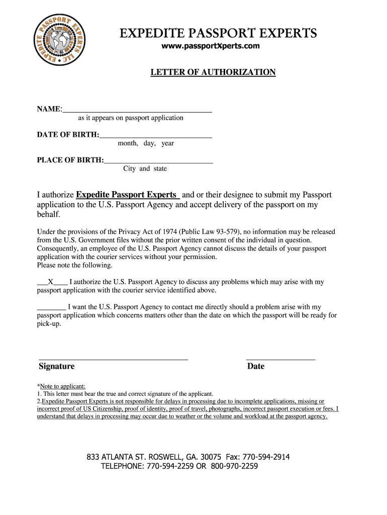 Fillable Online EXPEDITE PASSPORT EXPERTS www Fax Email Print - pdfFiller