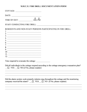 Fillable Online miraclehill Fire drill documentation form - Miracle ...