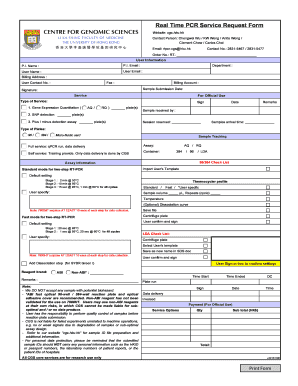 Fillable Online cgs hku Real Time PCR Service Request Form - University ...